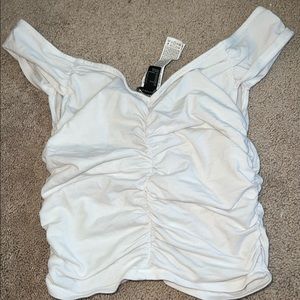 Forever 21 | Tops | White Scrunch Front Cropped Top | Poshmark